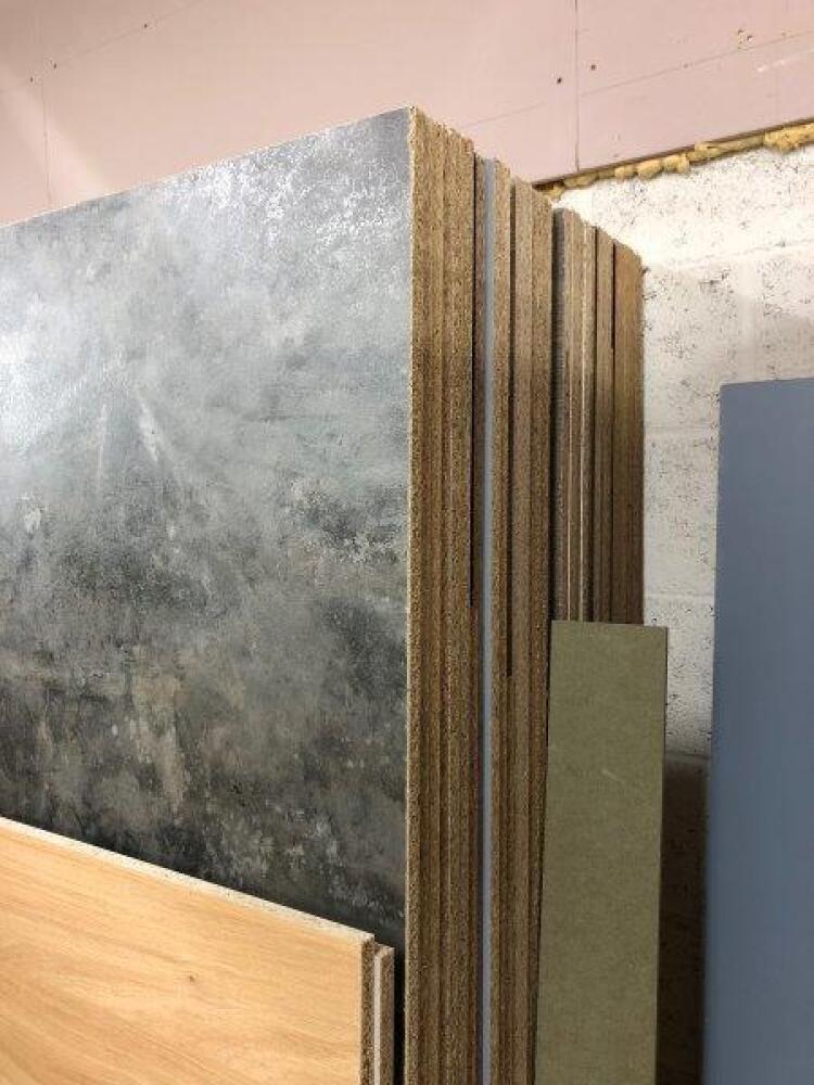 Approximately 38 x Full and Part 19mm Melamine Faced Chipboard Sheets ...