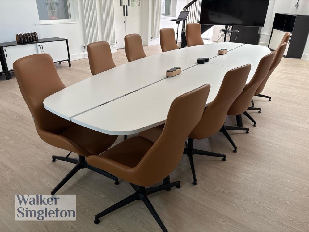 NOWYSTYL Creva Four Section Curved Meeting Table, White Top and Black ...